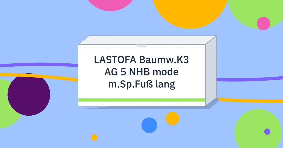 Symbolbild: Packung mit der Aufschrift LASTOFA Baumw.K3 AG 5 NHB mode m.Sp.Fuß lang (PZN 01954339) – Verfügbarkeit und Bezug in Apotheken in Frankfurt am Main