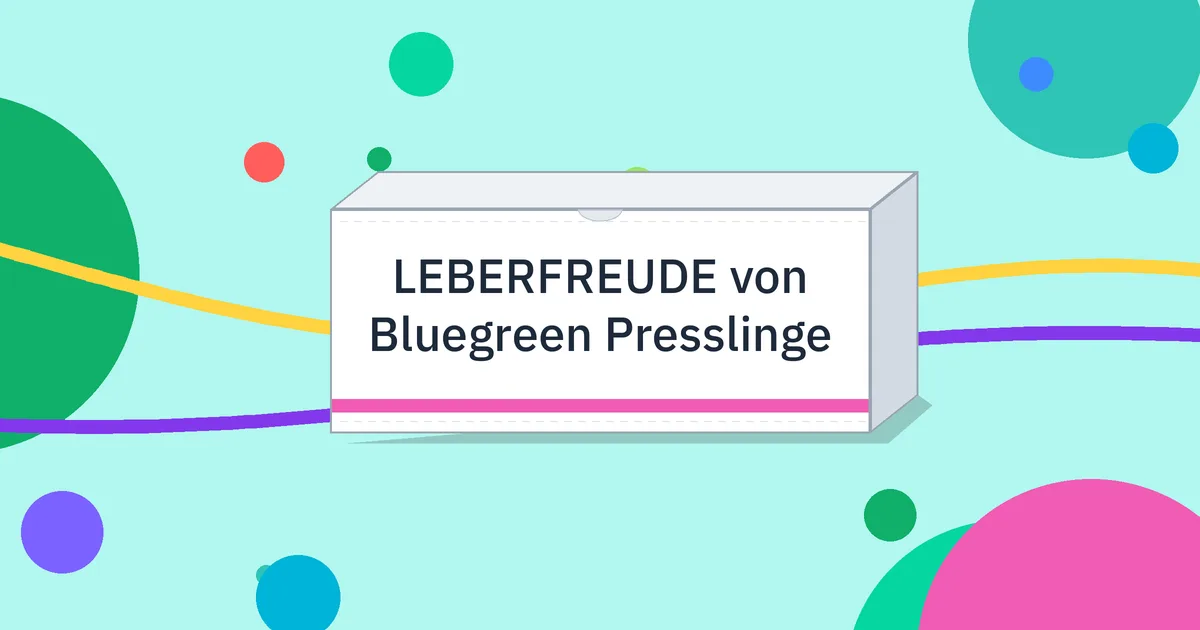 Symbolbild: Packung mit der Aufschrift LEBERFREUDE von Bluegreen Presslinge (PZN 13834669) – Verfügbarkeit und Bezug in Apotheken in Frankfurt am Main