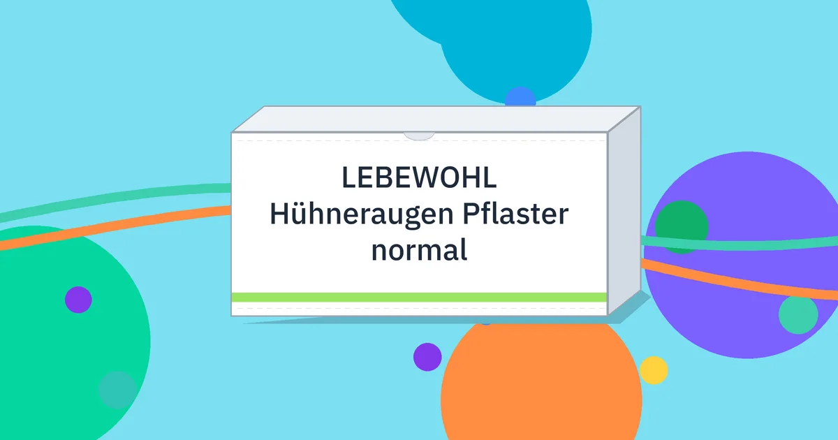 Symbolbild: Packung mit der Aufschrift LEBEWOHL Hühneraugen Pflaster normal (PZN 09755349) – Verfügbarkeit und Bezug in Apotheken in Frankfurt am Main