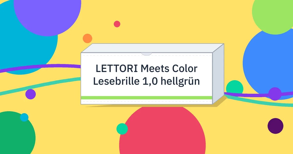 Symbolbild: Packung mit der Aufschrift LETTORI Meets Color Lesebrille 1,0 hellgrün (PZN 11057032) – Verfügbarkeit und Bezug in Apotheken in Frankfurt am Main
