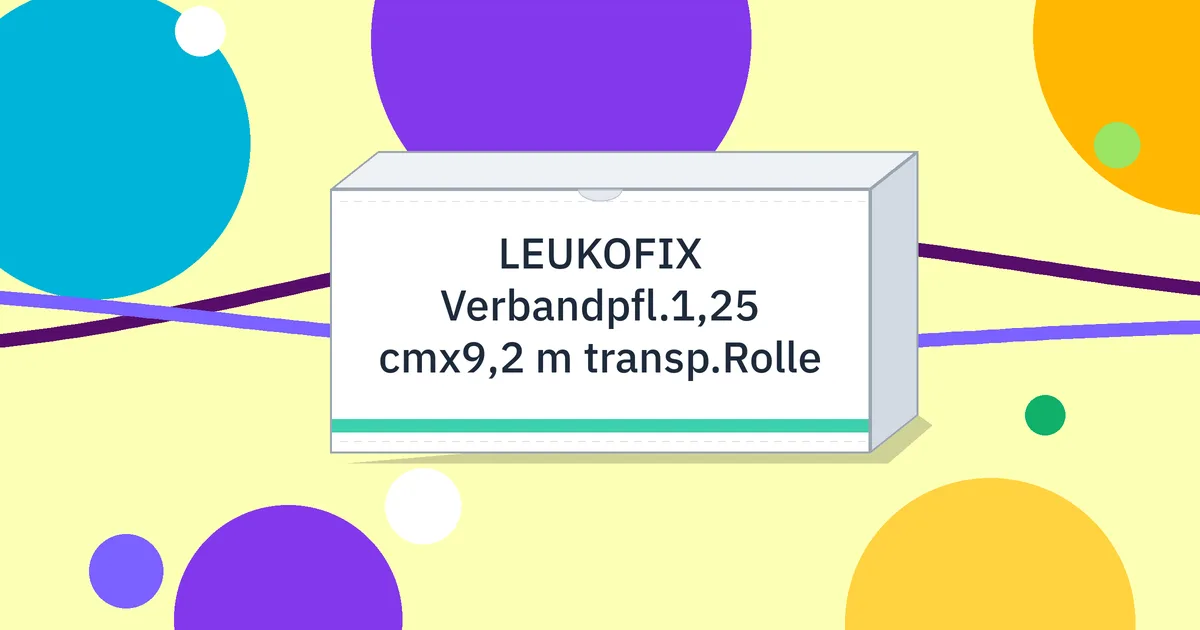 Symbolbild: Packung mit der Aufschrift LEUKOFIX Verbandpfl.1,25 cmx9,2 m transp.Rolle (PZN 12775806) – Verfügbarkeit und Bezug in Apotheken in Frankfurt am Main
