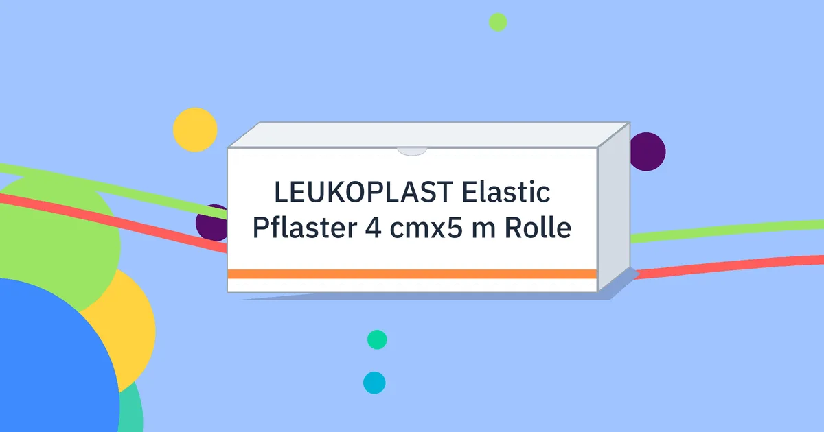 Symbolbild: Packung mit der Aufschrift LEUKOPLAST Elastic Pflaster 4 cmx5 m Rolle (PZN 13838265) – Verfügbarkeit und Bezug in Apotheken in Frankfurt am Main