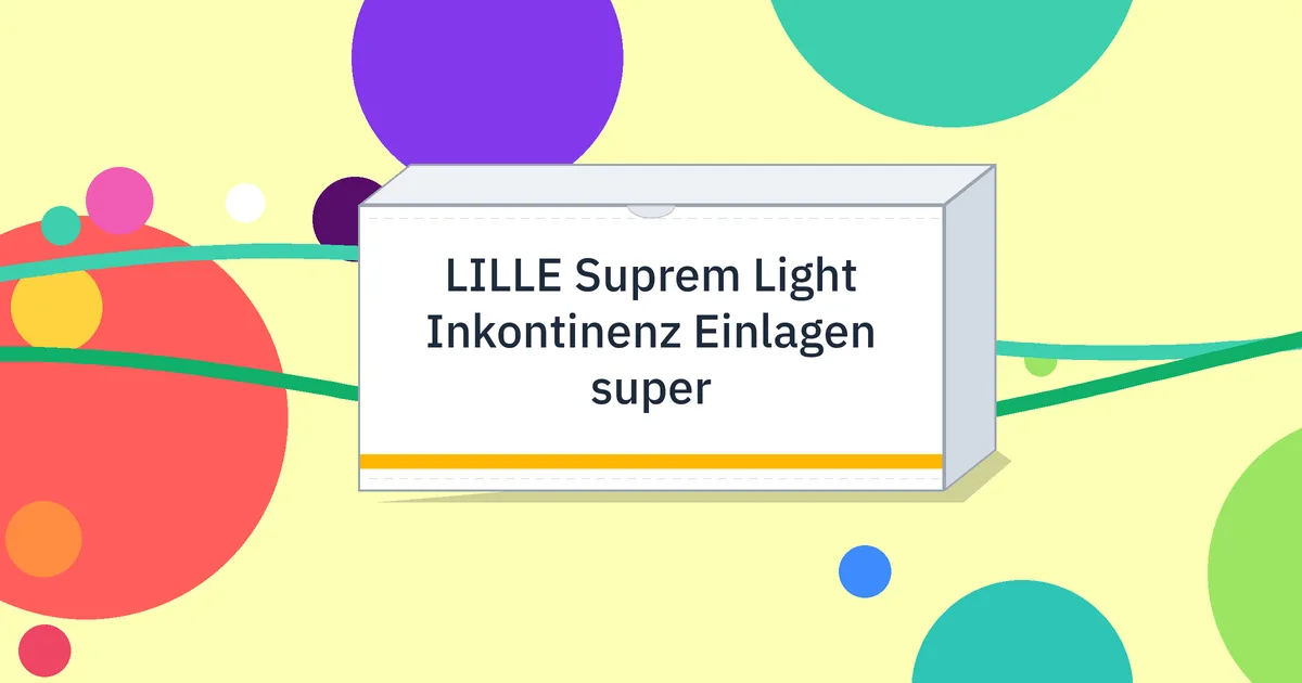 Symbolbild: Packung mit der Aufschrift LILLE Suprem Light Inkontinenz Einlagen super (PZN 19648844) – Verfügbarkeit und Bezug in Apotheken in Frankfurt am Main