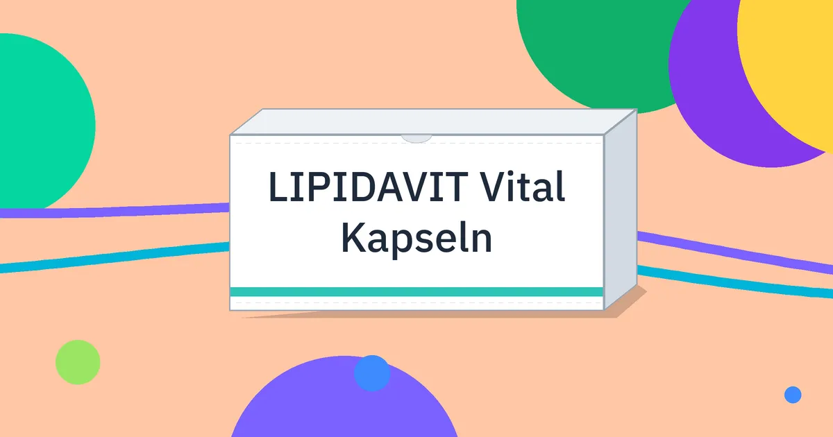 Symbolbild: Packung mit der Aufschrift LIPIDAVIT Vital Kapseln (PZN 05870220) – Verfügbarkeit und Bezug in Apotheken in Frankfurt am Main