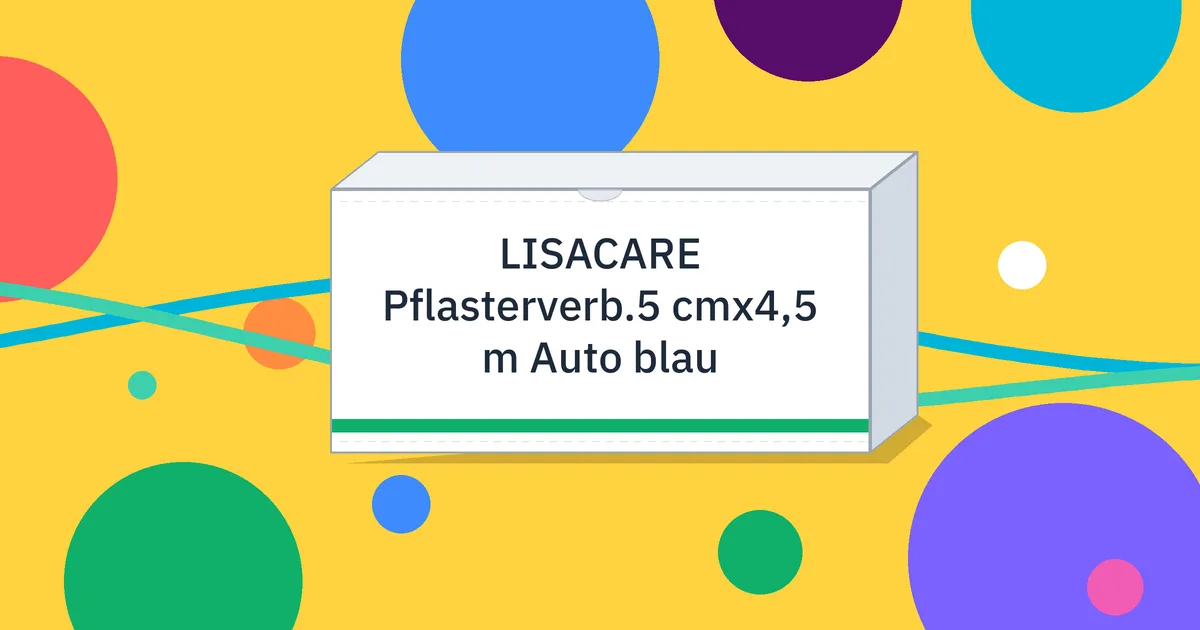 Symbolbild: Packung mit der Aufschrift LISACARE Pflasterverb.5 cmx4,5 m Auto blau (PZN 17892190) – Verfügbarkeit und Bezug in Apotheken in Frankfurt am Main