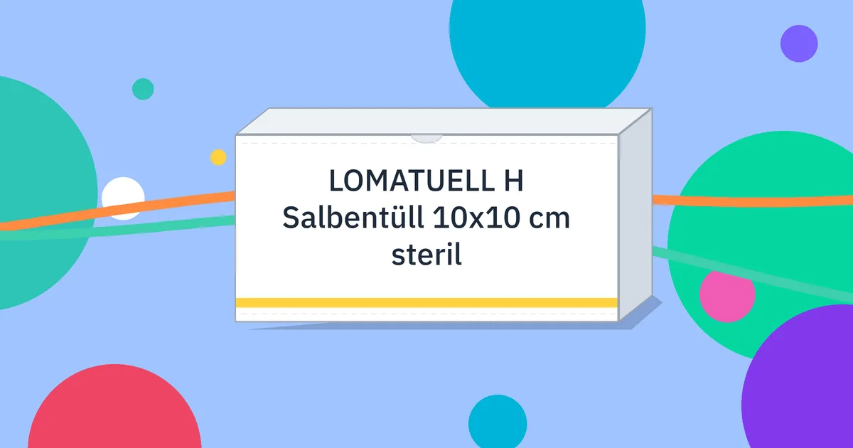 Symbolbild: Packung mit der Aufschrift LOMATUELL H Salbentüll 10x10 cm steril (PZN 01908262) – Verfügbarkeit und Bezug in Apotheken in Frankfurt am Main