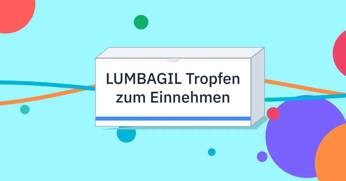 Symbolbild: Packung mit der Aufschrift LUMBAGIL Tropfen zum Einnehmen (PZN 16031824) – Verfügbarkeit und Bezug in Apotheken in Frankfurt am Main