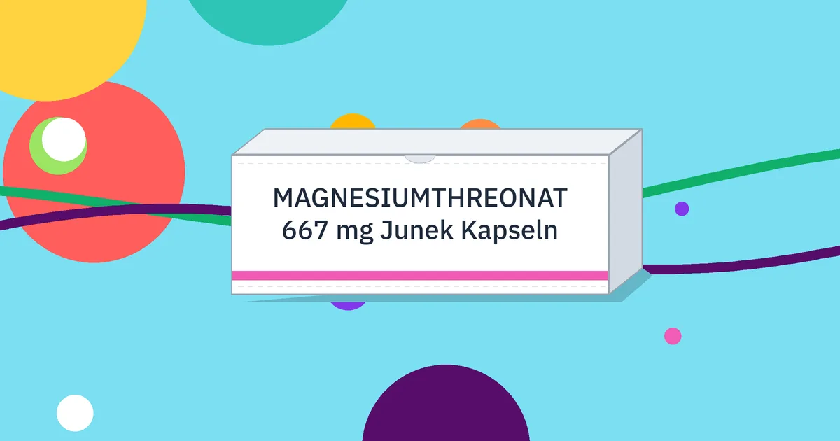 Symbolbild: Packung mit der Aufschrift MAGNESIUMTHREONAT 667 mg Junek Kapseln (PZN 20540891) – Verfügbarkeit und Bezug in Apotheken in Frankfurt am Main