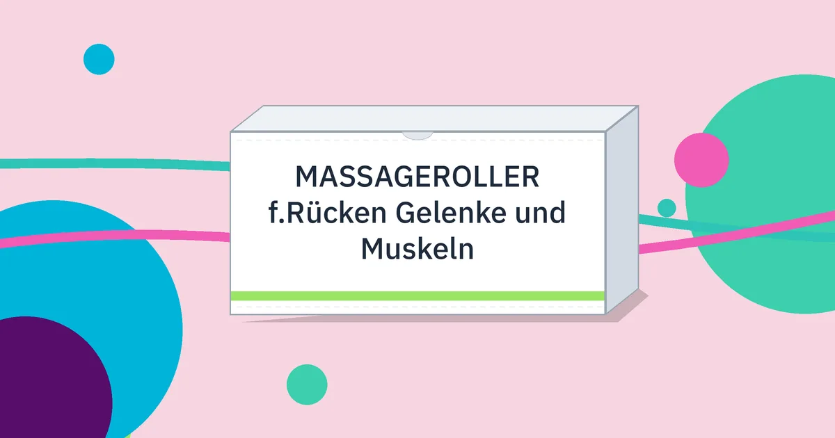 Symbolbild: Packung mit der Aufschrift MASSAGEROLLER f.Rücken Gelenke und Muskeln (PZN 13978121) – Verfügbarkeit und Bezug in Apotheken in Frankfurt am Main