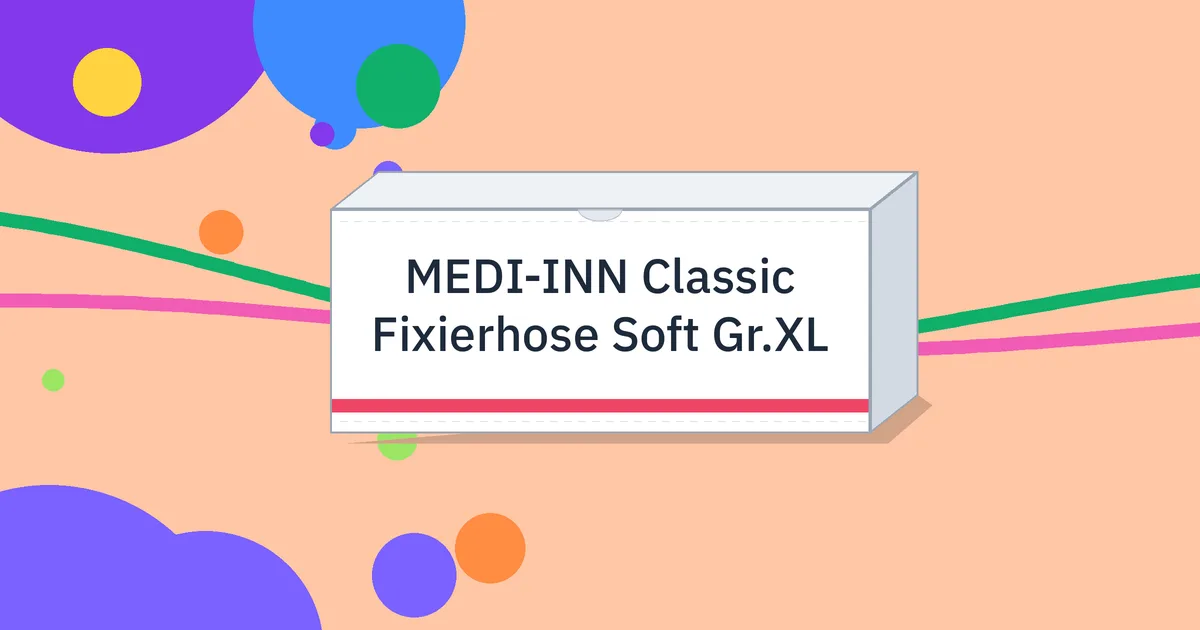 Symbolbild: Packung mit der Aufschrift MEDI-INN Classic Fixierhose Soft Gr.XL (PZN 18371085) – Verfügbarkeit und Bezug in Apotheken in Frankfurt am Main