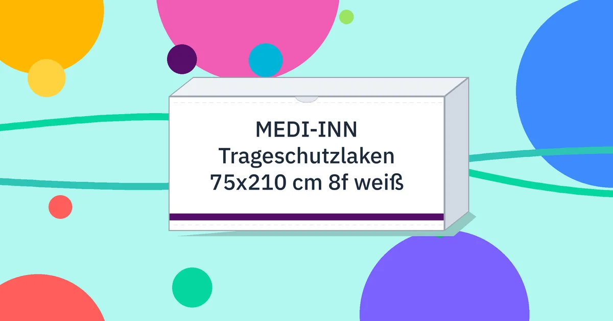 Symbolbild: Packung mit der Aufschrift MEDI-INN Trageschutzlaken 75x210 cm 8f weiß (PZN 04711241) – Verfügbarkeit und Bezug in Apotheken in Frankfurt am Main