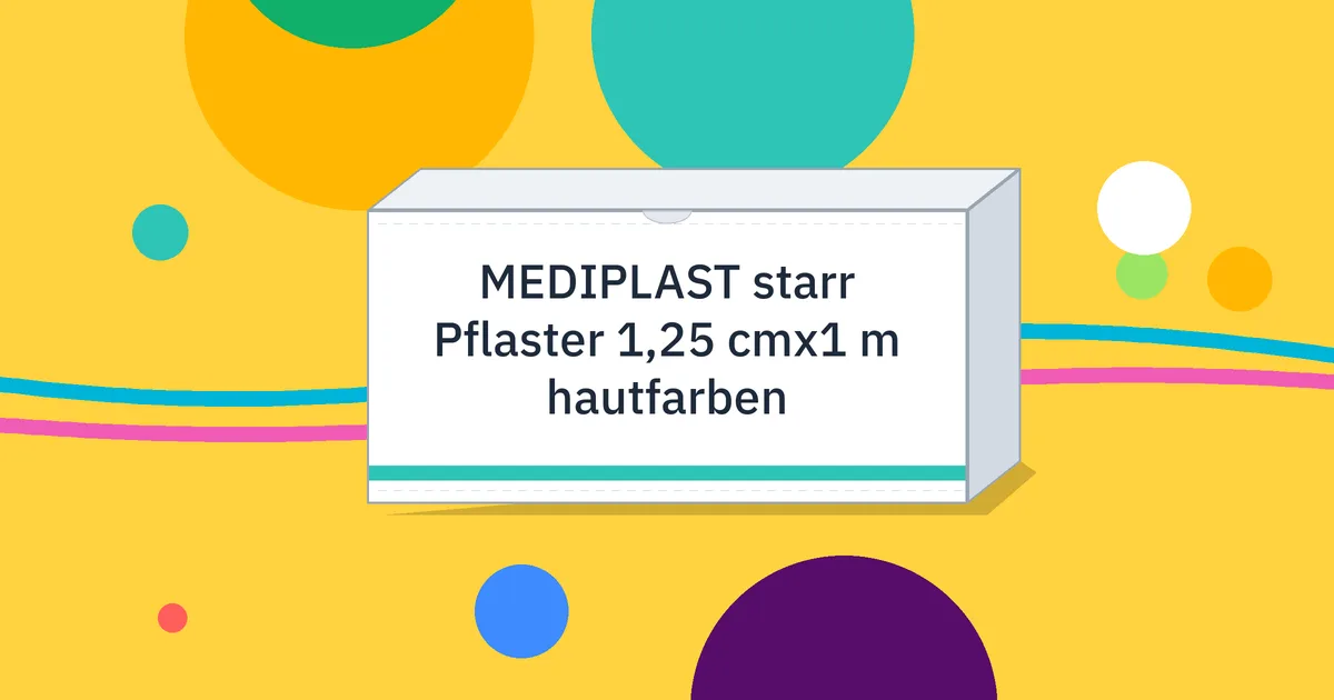 Symbolbild: Packung mit der Aufschrift MEDIPLAST starr Pflaster 1,25 cmx1 m hautfarben (PZN 00971985) – Verfügbarkeit und Bezug in Apotheken in Frankfurt am Main