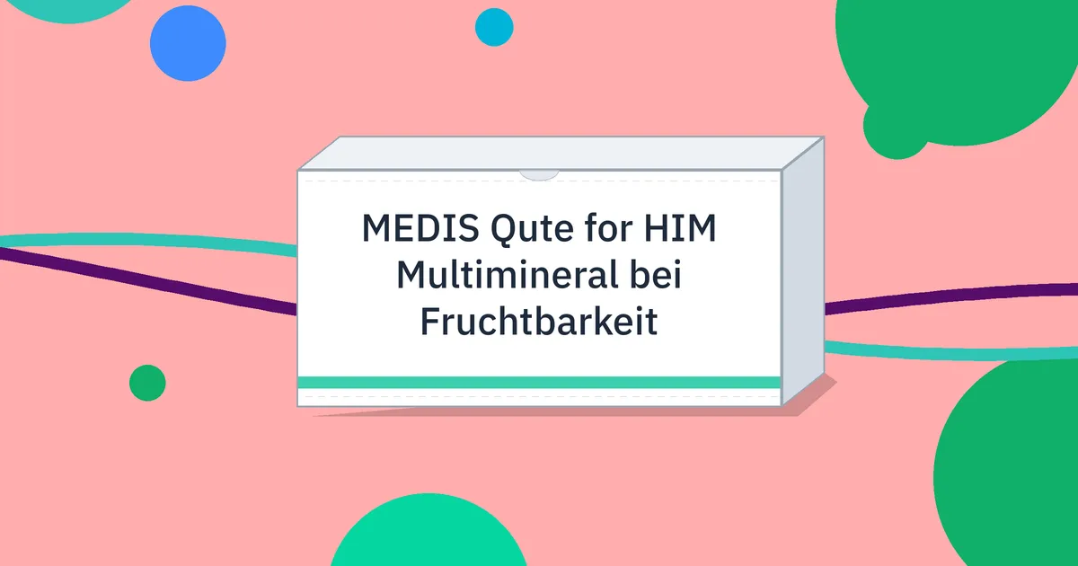 Symbolbild: Packung mit der Aufschrift MEDIS Qute for HIM Multimineral bei Fruchtbarkeit (PZN 19557952) – Verfügbarkeit und Bezug in Apotheken in Frankfurt am Main