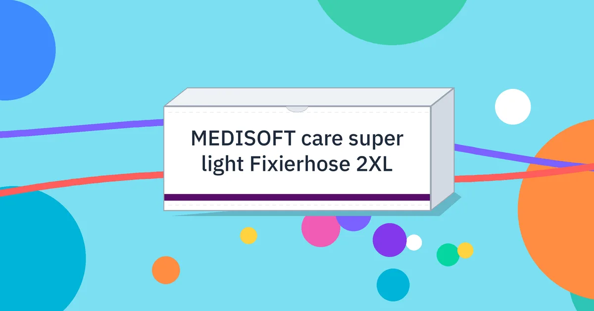 Symbolbild: Packung mit der Aufschrift MEDISOFT care super light Fixierhose 2XL (PZN 20134820) – Verfügbarkeit und Bezug in Apotheken in Frankfurt am Main