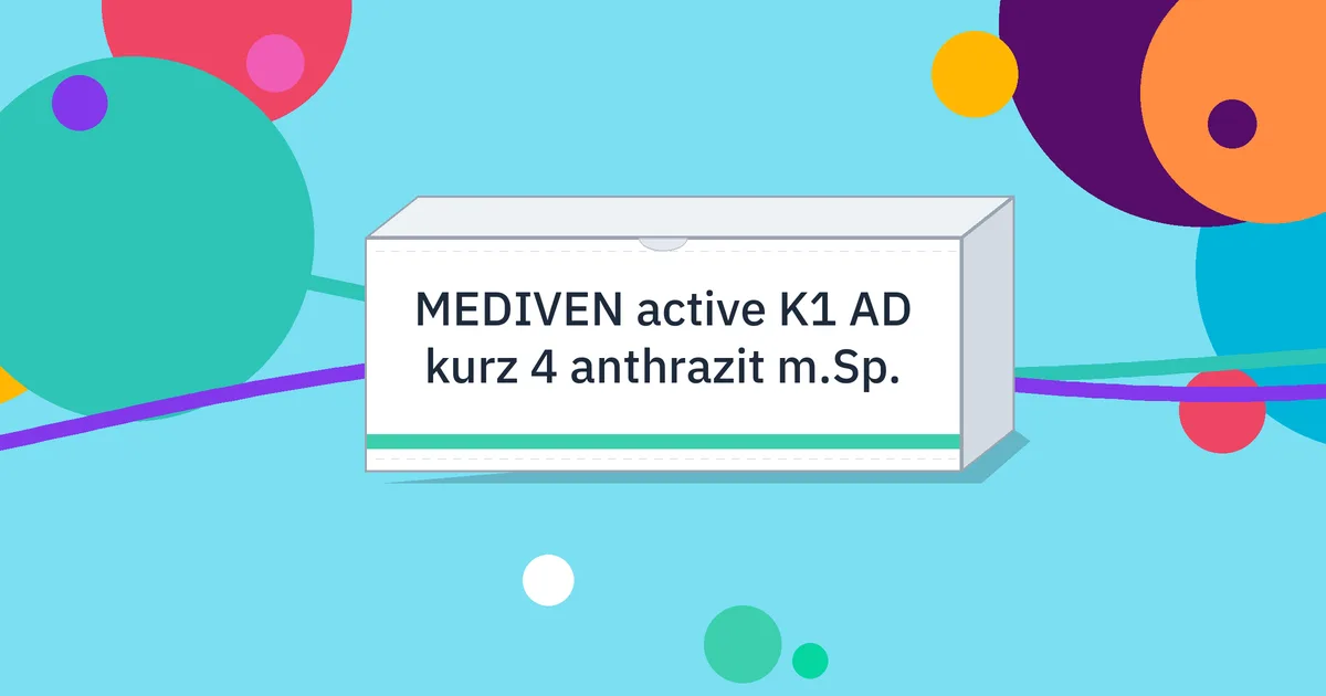 Symbolbild: Packung mit der Aufschrift MEDIVEN active K1 AD kurz 4 anthrazit m.Sp. (PZN 14553085) – Verfügbarkeit und Bezug in Apotheken in Frankfurt am Main