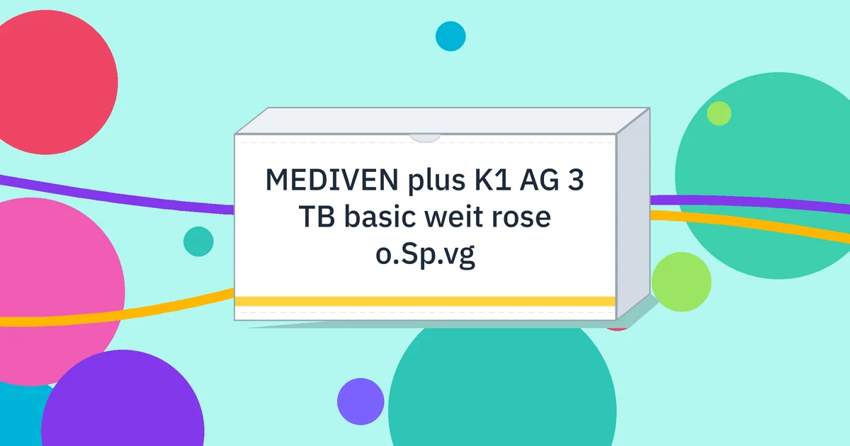 Symbolbild: Packung mit der Aufschrift MEDIVEN plus K1 AG 3 TB basic weit rose o.Sp.vg (PZN 15058726) – Verfügbarkeit und Bezug in Apotheken in Frankfurt am Main