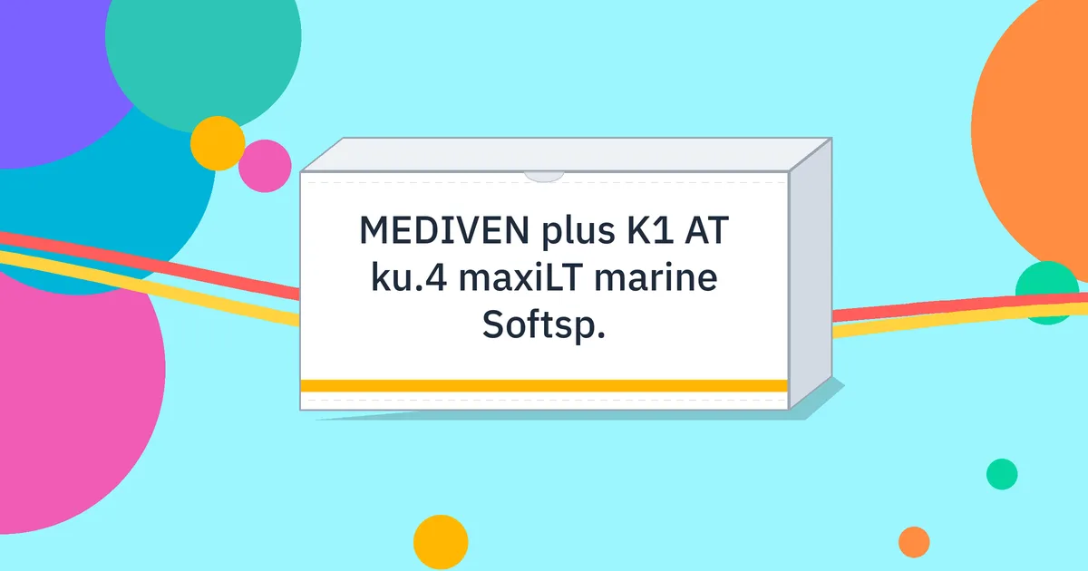 Symbolbild: Packung mit der Aufschrift MEDIVEN plus K1 AT ku.4 maxiLT marine Softsp. (PZN 15068713) – Verfügbarkeit und Bezug in Apotheken in Frankfurt am Main