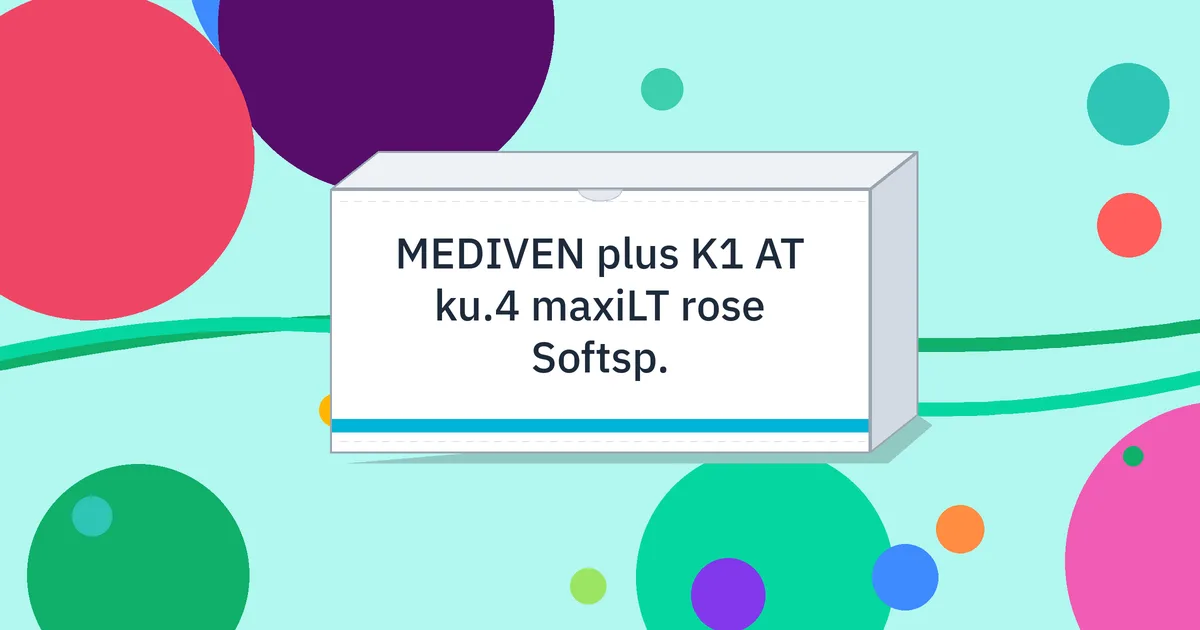 Symbolbild: Packung mit der Aufschrift MEDIVEN plus K1 AT ku.4 maxiLT rose Softsp. (PZN 15069411) – Verfügbarkeit und Bezug in Apotheken in Frankfurt am Main