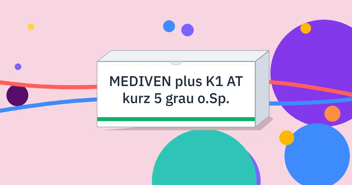 Symbolbild: Packung mit der Aufschrift MEDIVEN plus K1 AT kurz 5 grau o.Sp. (PZN 18931905) – Verfügbarkeit und Bezug in Apotheken in Frankfurt am Main
