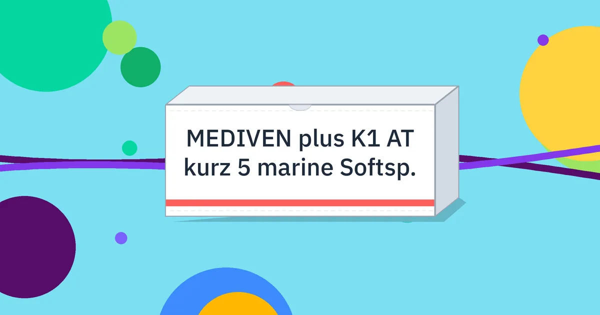 Symbolbild: Packung mit der Aufschrift MEDIVEN plus K1 AT kurz 5 marine Softsp. (PZN 15026086) – Verfügbarkeit und Bezug in Apotheken in Frankfurt am Main