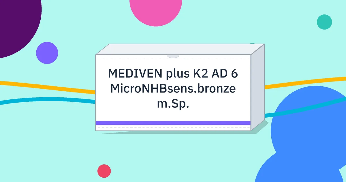 Symbolbild: Packung mit der Aufschrift MEDIVEN plus K2 AD 6 MicroNHBsens.bronze m.Sp. (PZN 15933074) – Verfügbarkeit und Bezug in Apotheken in Frankfurt am Main