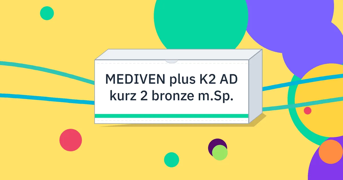 Symbolbild: Packung mit der Aufschrift MEDIVEN plus K2 AD kurz 2 bronze m.Sp. (PZN 15097494) – Verfügbarkeit und Bezug in Apotheken in Frankfurt am Main