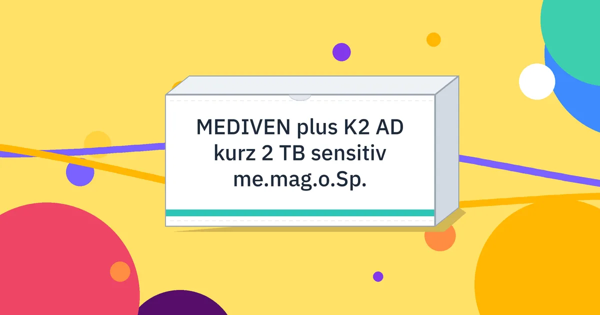 Symbolbild: Packung mit der Aufschrift MEDIVEN plus K2 AD kurz 2 TB sensitiv me.mag.o.Sp. (PZN 15106454) – Verfügbarkeit und Bezug in Apotheken in Frankfurt am Main