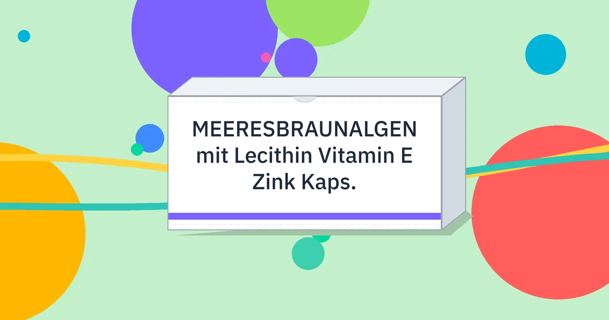 Symbolbild: Packung mit der Aufschrift MEERESBRAUNALGEN mit Lecithin Vitamin E Zink Kaps. (PZN 08640928) – Verfügbarkeit und Bezug in Apotheken in Frankfurt am Main