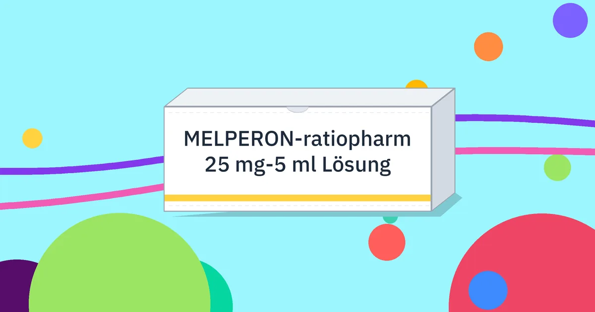 Symbolbild: Packung mit der Aufschrift MELPERON-ratiopharm 25 mg-5 ml Lösung (PZN 08863203) – Verfügbarkeit und Bezug in Apotheken in Frankfurt am Main