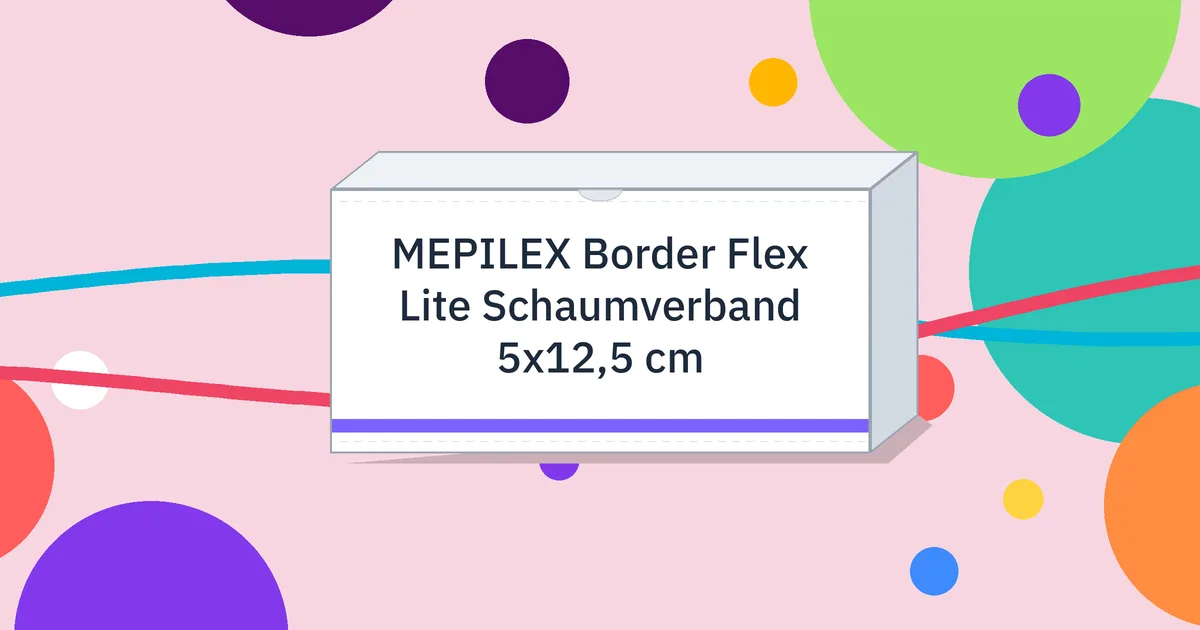 Symbolbild: Packung mit der Aufschrift MEPILEX Border Flex Lite Schaumverband 5x12,5 cm (PZN 20828623) – Verfügbarkeit und Bezug in Apotheken in Frankfurt am Main