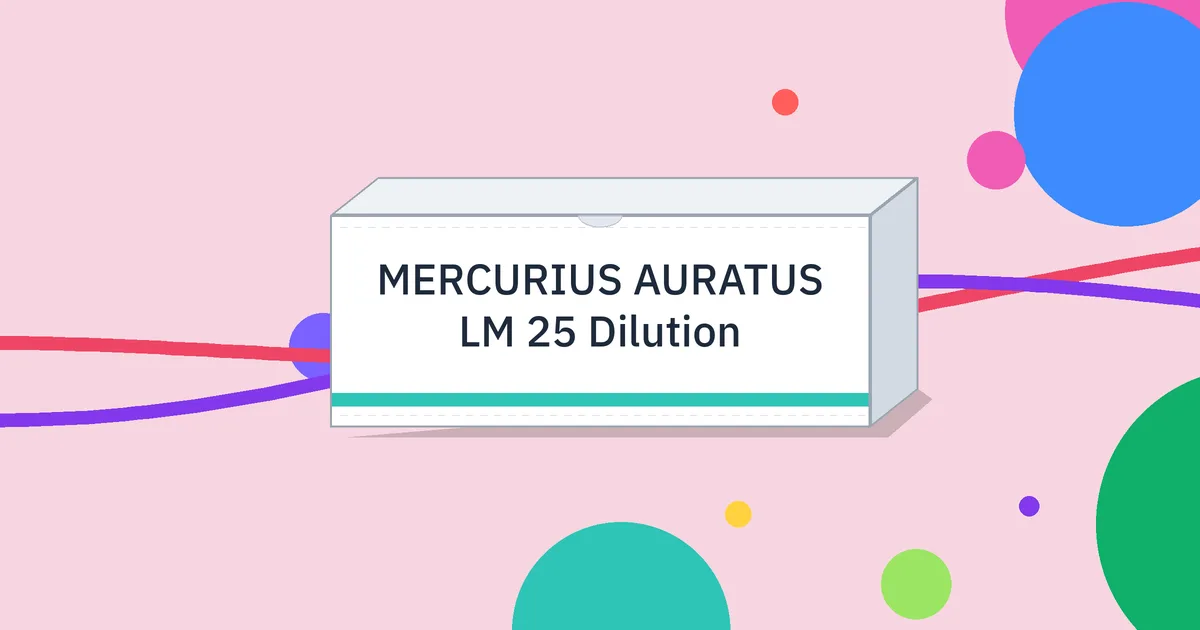 Symbolbild: Packung mit der Aufschrift MERCURIUS AURATUS LM 25 Dilution (PZN 12948365) – Verfügbarkeit und Bezug in Apotheken in Frankfurt am Main