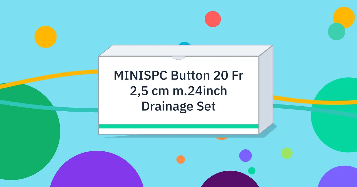 Symbolbild: Packung mit der Aufschrift MINISPC Button 20 Fr 2,5 cm m.24inch Drainage Set (PZN 20822342) – Verfügbarkeit und Bezug in Apotheken in Frankfurt am Main