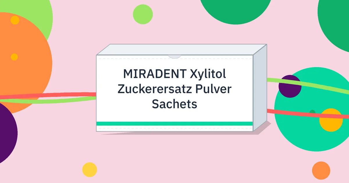 Symbolbild: Packung mit der Aufschrift MIRADENT Xylitol Zuckerersatz Pulver Sachets (PZN 01698505) – Verfügbarkeit und Bezug in Apotheken in Frankfurt am Main