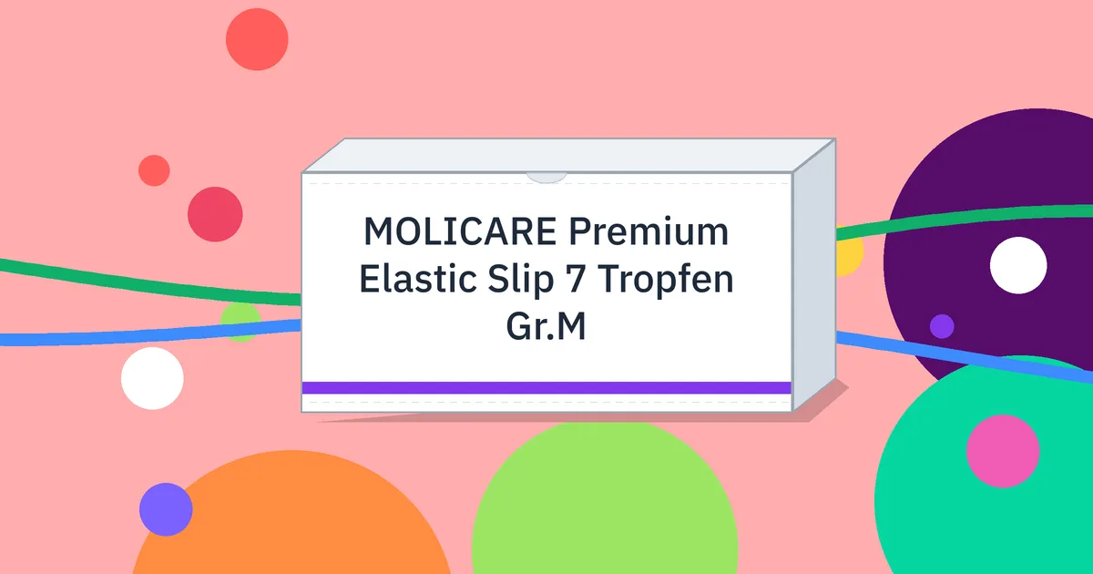 Symbolbild: Packung mit der Aufschrift MOLICARE Premium Elastic Slip 7 Tropfen Gr.M (PZN 14211025) – Verfügbarkeit und Bezug in Apotheken in Frankfurt am Main