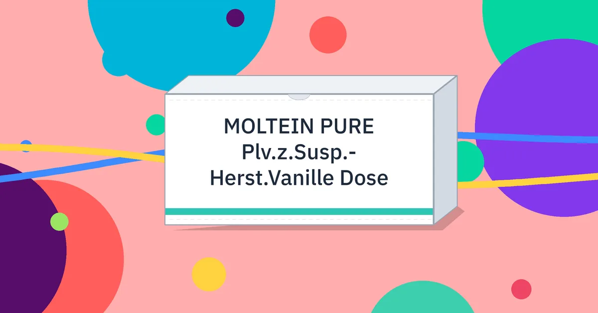 Symbolbild: Packung mit der Aufschrift MOLTEIN PURE Plv.z.Susp.-Herst.Vanille Dose (PZN 19440368) – Verfügbarkeit und Bezug in Apotheken in Frankfurt am Main