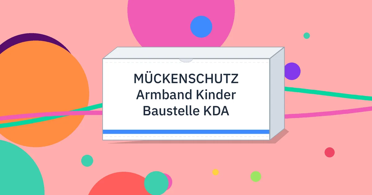 Symbolbild: Packung mit der Aufschrift MÜCKENSCHUTZ Armband Kinder Baustelle KDA (PZN 18295154) – Verfügbarkeit und Bezug in Apotheken in Frankfurt am Main