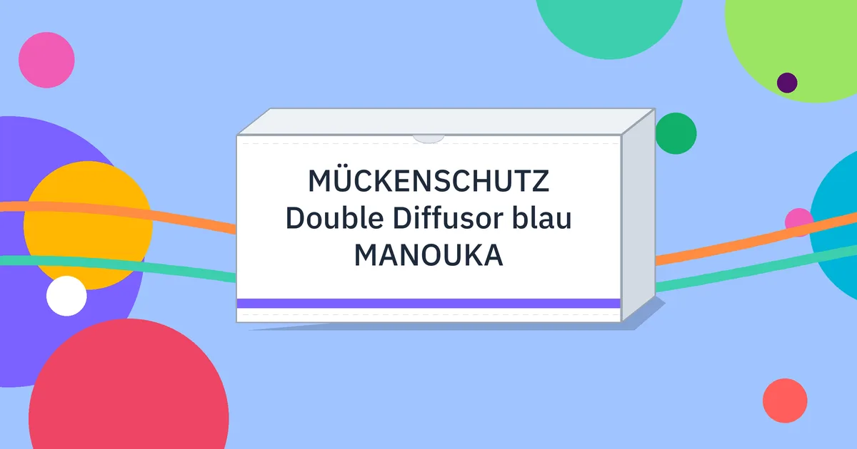 Symbolbild: Packung mit der Aufschrift MÜCKENSCHUTZ Double Diffusor blau MANOUKA (PZN 19438302) – Verfügbarkeit und Bezug in Apotheken in Frankfurt am Main