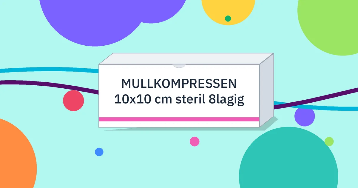 Symbolbild: Packung mit der Aufschrift MULLKOMPRESSEN 10x10 cm steril 8lagig (PZN 17563233) – Verfügbarkeit und Bezug in Apotheken in Frankfurt am Main