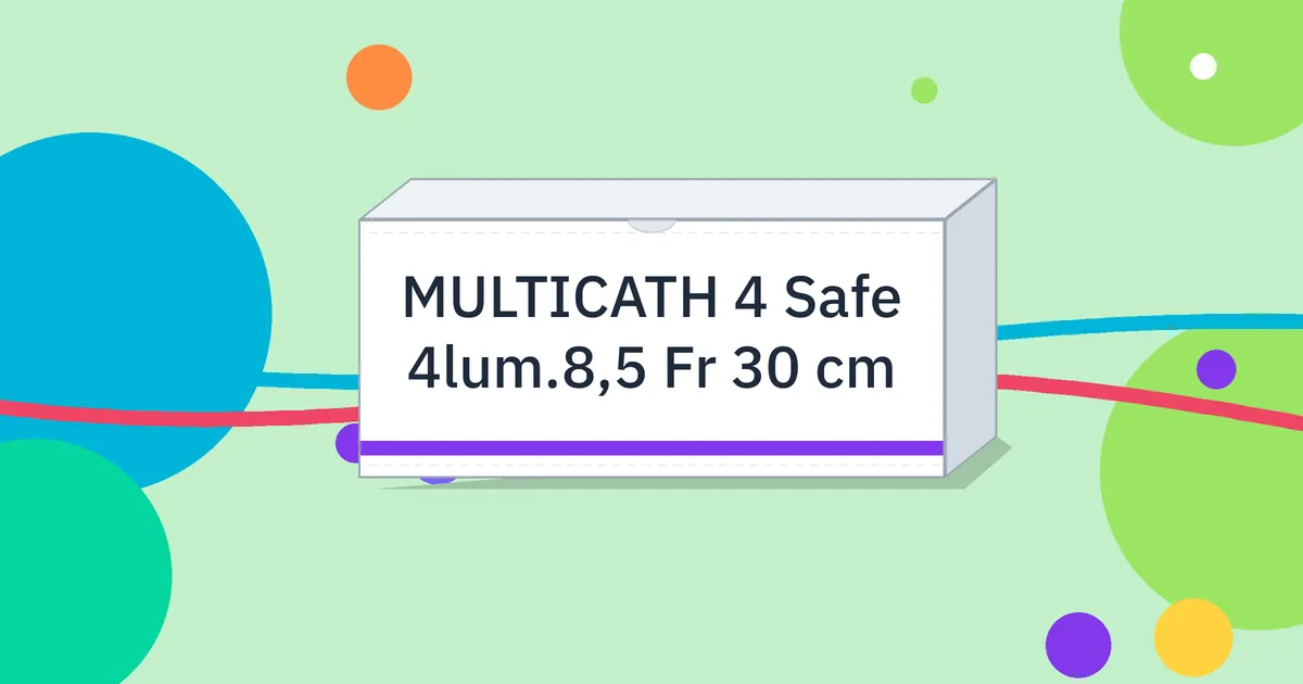 Symbolbild: Packung mit der Aufschrift MULTICATH 4 Safe 4lum.8,5 Fr 30 cm (PZN 09782435) – Verfügbarkeit und Bezug in Apotheken in Frankfurt am Main