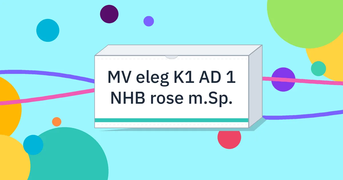 Symbolbild: Packung mit der Aufschrift MV eleg K1 AD 1 NHB rose m.Sp. (PZN 15674508) – Verfügbarkeit und Bezug in Apotheken in Frankfurt am Main