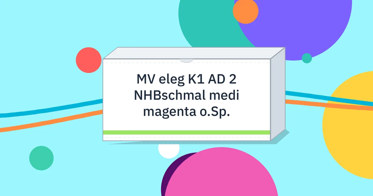 Symbolbild: Packung mit der Aufschrift MV eleg K1 AD 2 NHBschmal medi magenta o.Sp. (PZN 15673526) – Verfügbarkeit und Bezug in Apotheken in Frankfurt am Main
