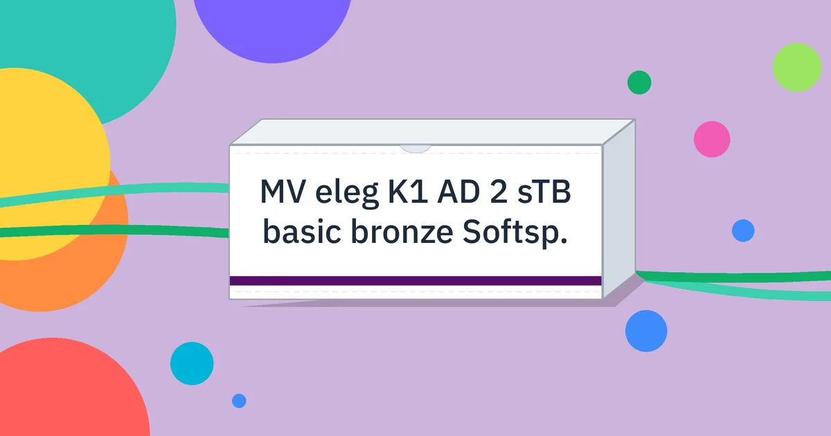 Symbolbild: Packung mit der Aufschrift MV eleg K1 AD 2 sTB basic bronze Softsp. (PZN 14705307) – Verfügbarkeit und Bezug in Apotheken in Frankfurt am Main