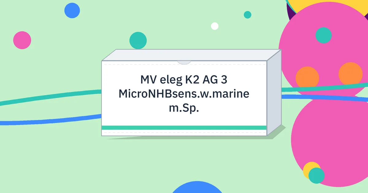 Symbolbild: Packung mit der Aufschrift MV eleg K2 AG 3 MicroNHBsens.w.marine m.Sp. (PZN 15725890) – Verfügbarkeit und Bezug in Apotheken in Frankfurt am Main