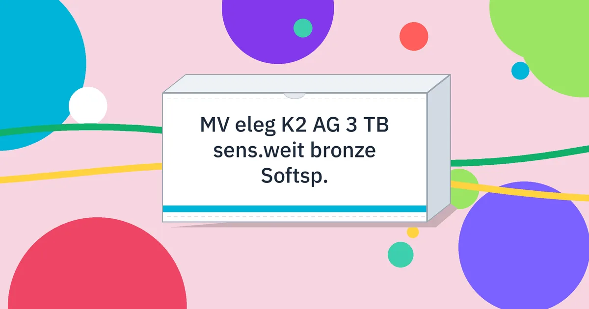 Symbolbild: Packung mit der Aufschrift MV eleg K2 AG 3 TB sens.weit bronze Softsp. (PZN 14719195) – Verfügbarkeit und Bezug in Apotheken in Frankfurt am Main