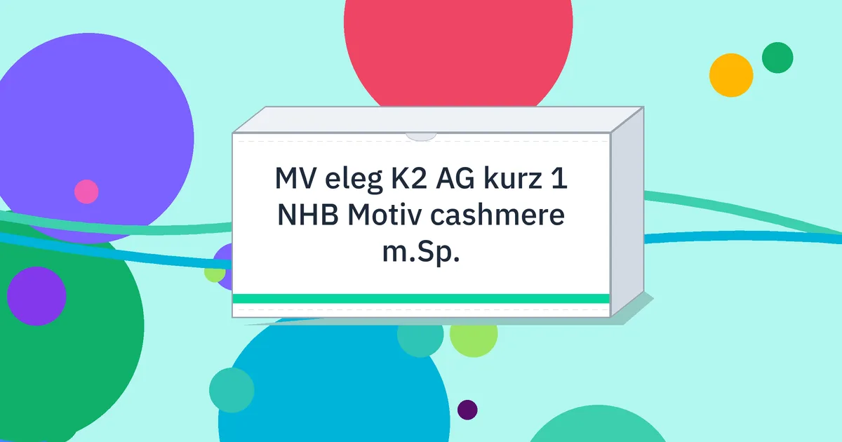 Symbolbild: Packung mit der Aufschrift MV eleg K2 AG kurz 1 NHB Motiv cashmere m.Sp. (PZN 15707538) – Verfügbarkeit und Bezug in Apotheken in Frankfurt am Main