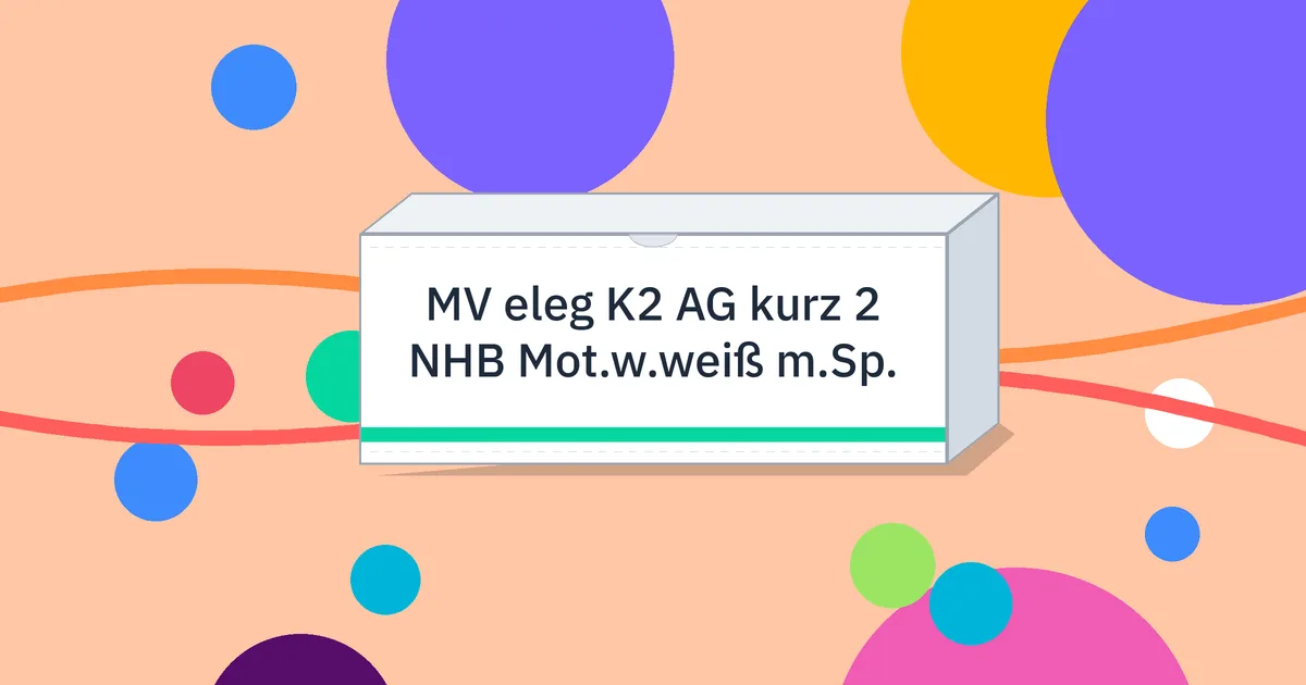 Symbolbild: Packung mit der Aufschrift MV eleg K2 AG kurz 2 NHB Mot.w.weiß m.Sp. (PZN 15713875) – Verfügbarkeit und Bezug in Apotheken in Frankfurt am Main