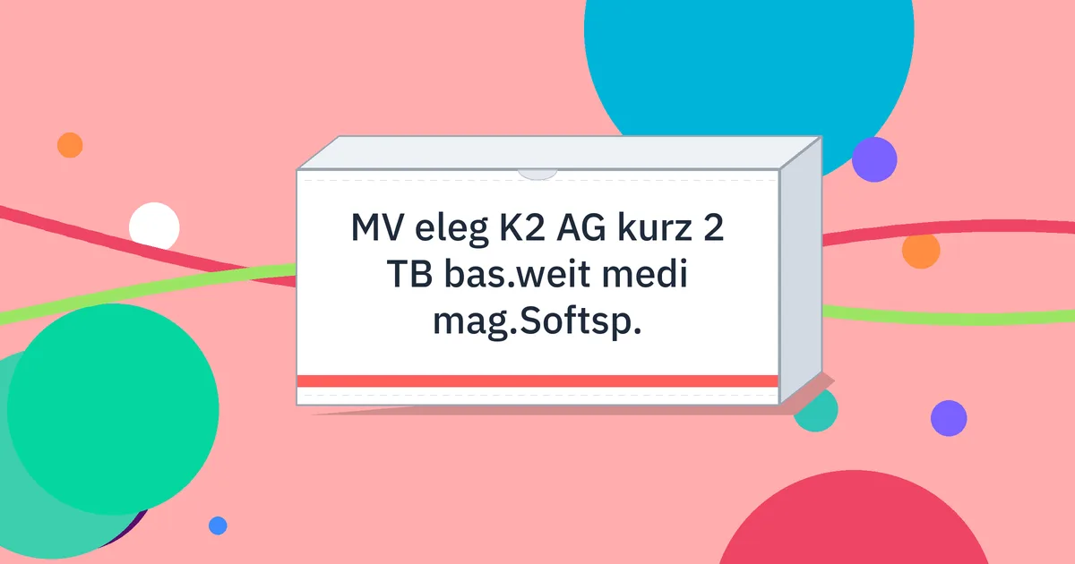 Symbolbild: Packung mit der Aufschrift MV eleg K2 AG kurz 2 TB bas.weit medi mag.Softsp. (PZN 14638545) – Verfügbarkeit und Bezug in Apotheken in Frankfurt am Main