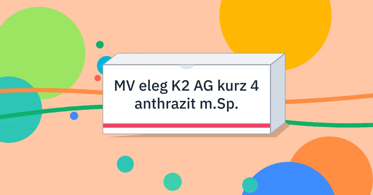 Symbolbild: Packung mit der Aufschrift MV eleg K2 AG kurz 4 anthrazit m.Sp. (PZN 00644157) – Verfügbarkeit und Bezug in Apotheken in Frankfurt am Main