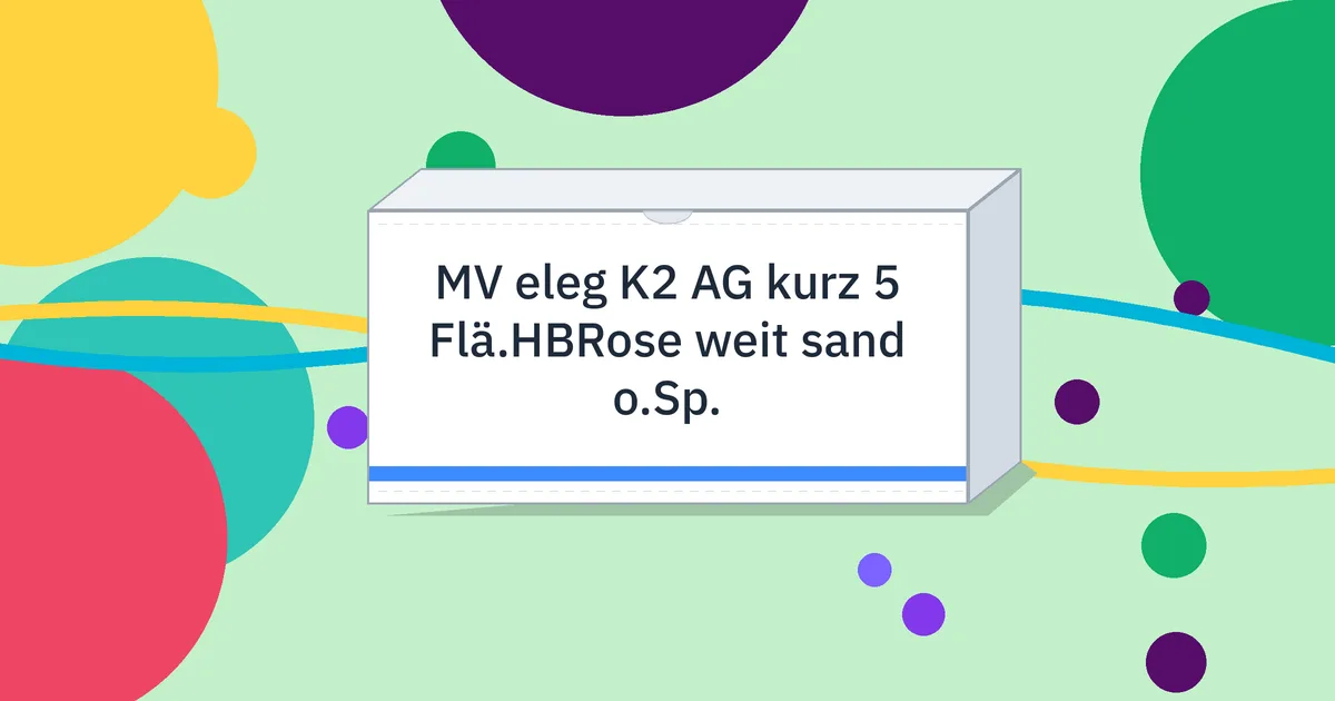 Symbolbild: Packung mit der Aufschrift MV eleg K2 AG kurz 5 Flä.HBRose weit sand o.Sp. (PZN 18926229) – Verfügbarkeit und Bezug in Apotheken in Frankfurt am Main