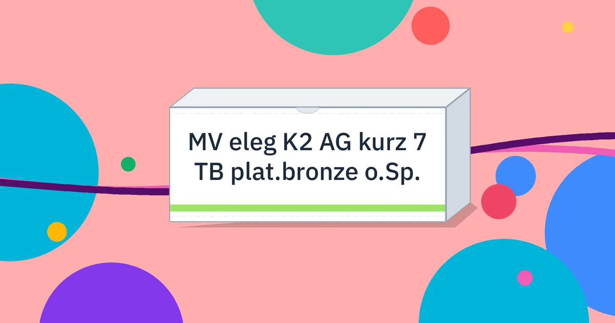 Symbolbild: Packung mit der Aufschrift MV eleg K2 AG kurz 7 TB plat.bronze o.Sp. (PZN 14715731) – Verfügbarkeit und Bezug in Apotheken in Frankfurt am Main